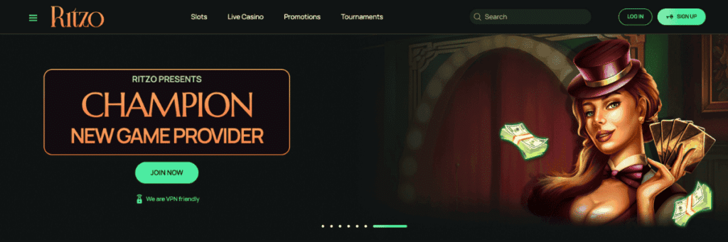 Ritzo Kasiino Arvustus | 1000€ Boonus + Kampaaniad